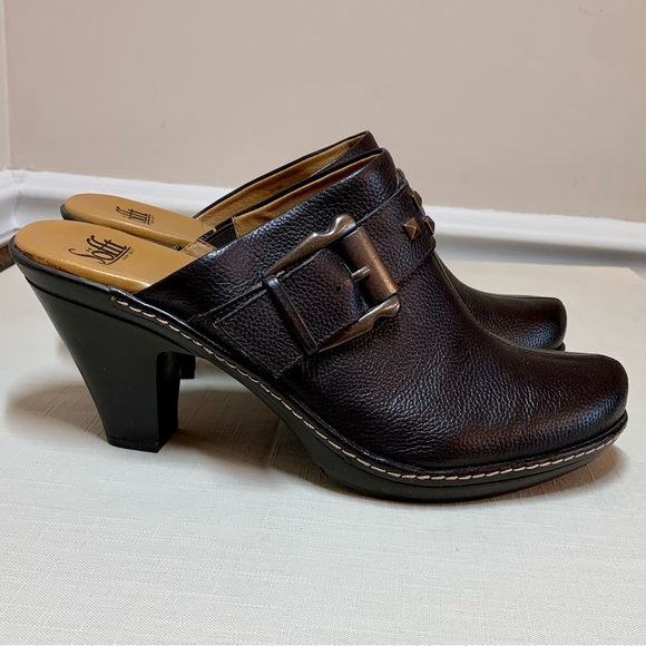 Sofft | Shoes | Sofft Dark Brown Leather Clogs Euc M | Poshmark